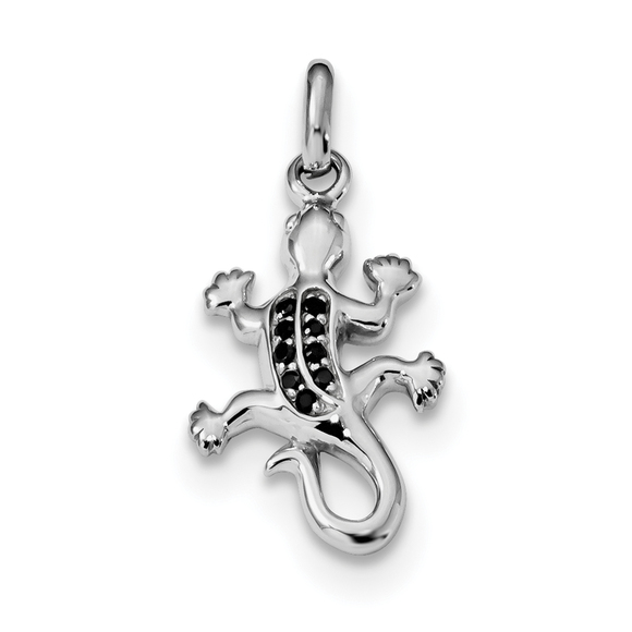 Jewelry | Sterling Silver Rhodiumplated Polished With Black Cz Lizard ...